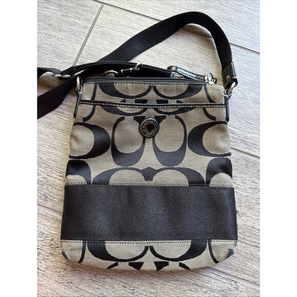 Coach | Accessories | Coach Black Signature Crossbody Bag Canvas Over ...